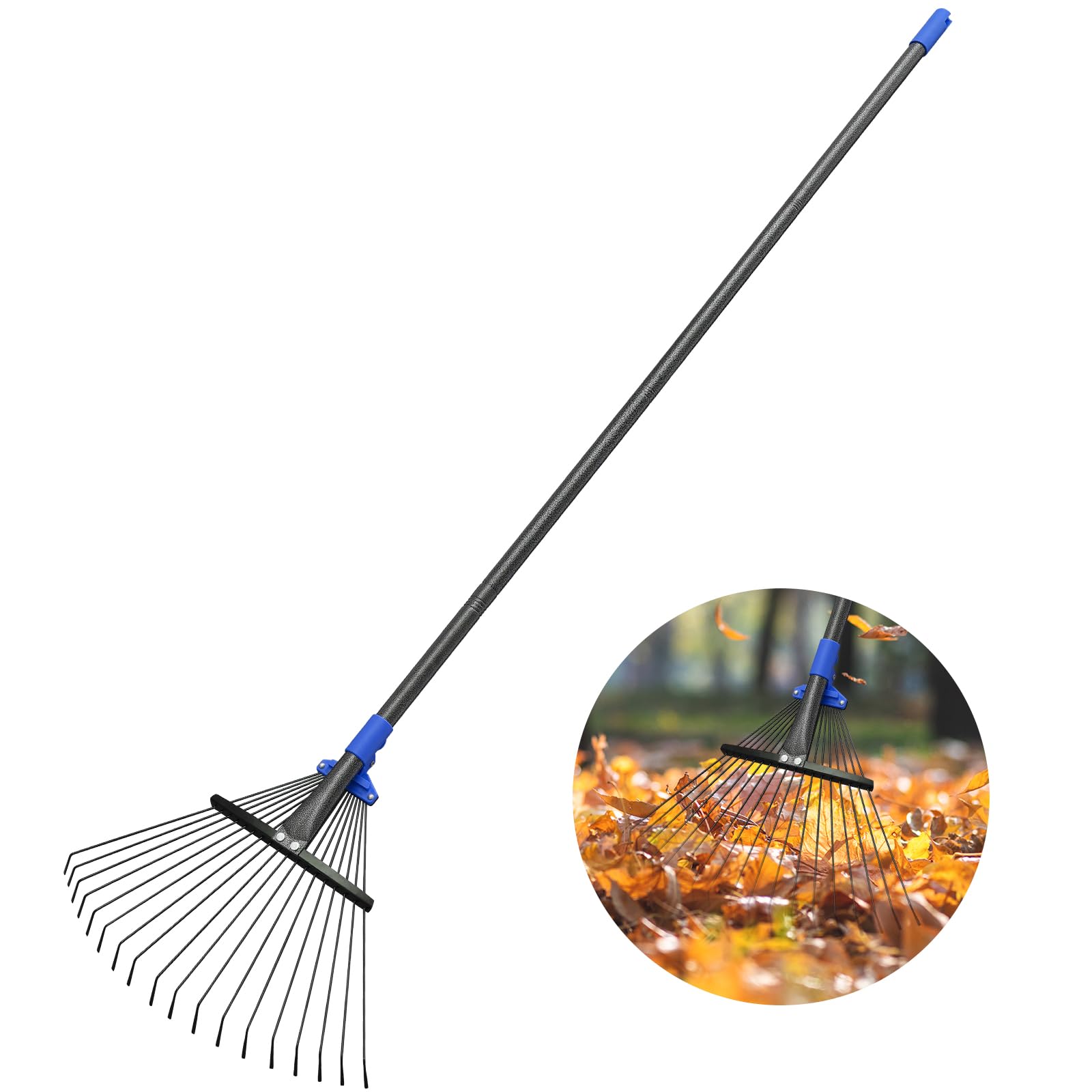 Amazon.com : Adjustable Metal Rake for Leaves with Long Handle - Heavy ...