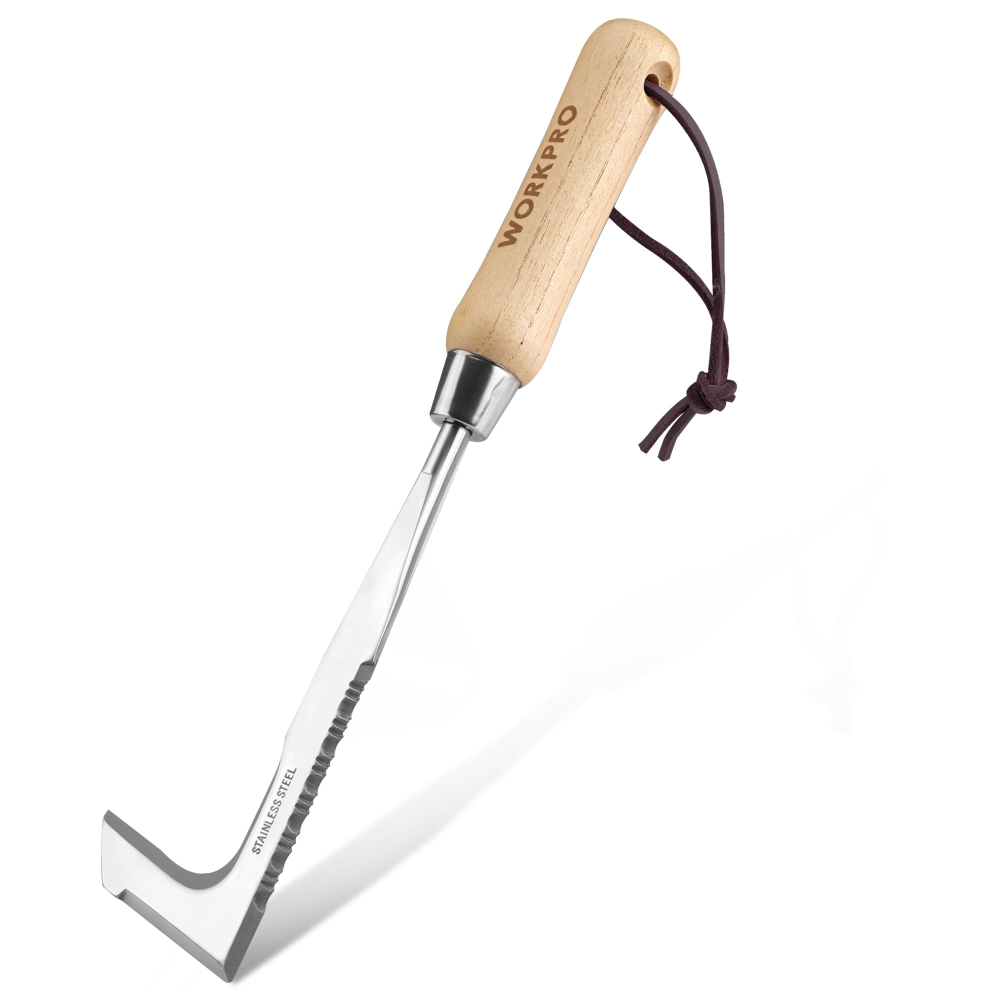 WORKPRO 30cm Weed Removal Tool with Wood Handle, Serrated Edge Weed ...