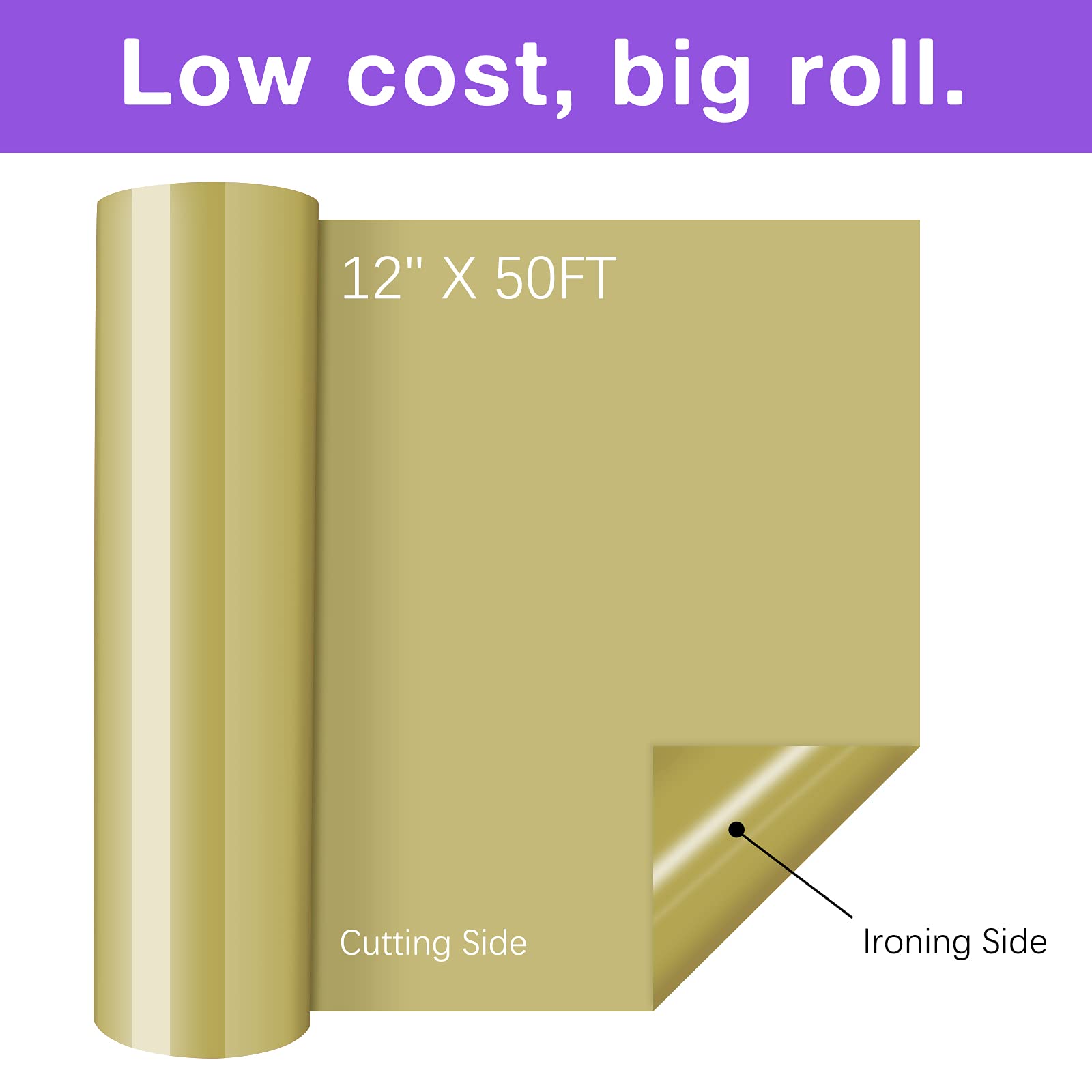 Snapklik.com : HTVRONT Gold Heat Transfer Vinyl HTV Roll - 12" X 50FT ...