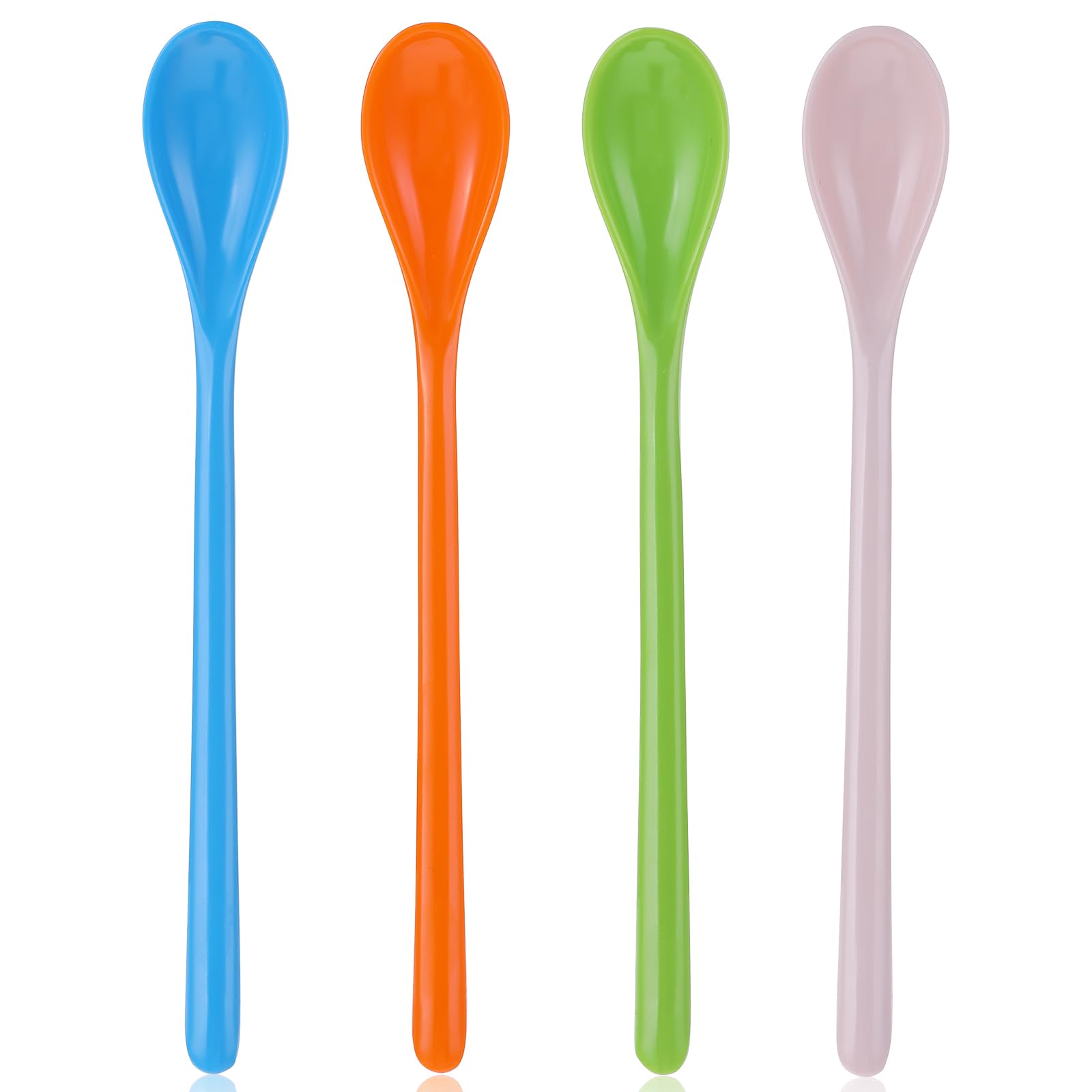 Amazon.com: Qianyu 4 Pcs Long Handle Plastic Spoons Sturdy Ice Cream ...