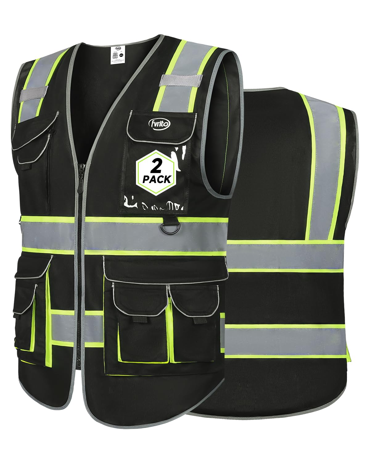 Snapklik.com : FVRITO 2 Pack Black Safety Vest For Men Women
