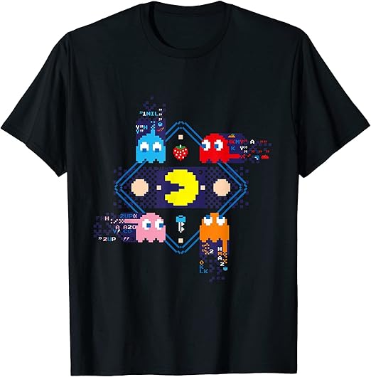 Amazon | [EXORON] パックマン Pacman tシャツ PAC-TIVE!! GAMES カジュアル 減圧 おしゃれ おもしろ ...