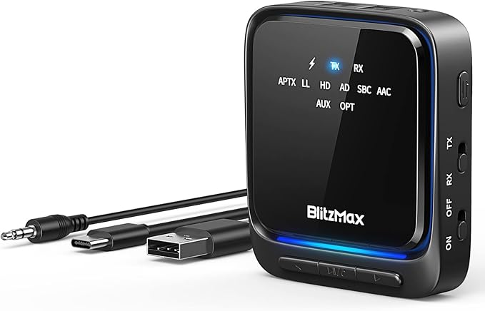 Amazon.com: BlitzMax Bluetooth 5.2 Transmitter Receiver, 2-in-1 ...