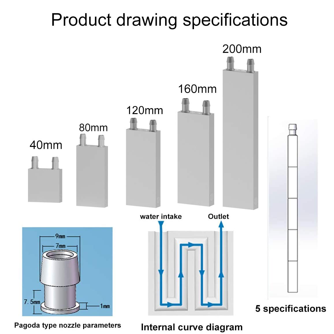 Snapklik.com : Clyxgs Aluminum Water Cooling Block,Liquid Cold Water ...