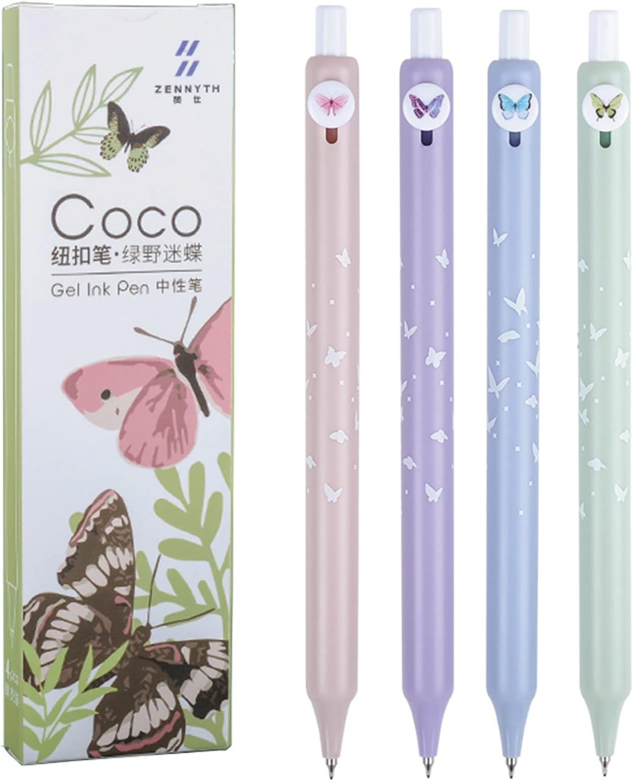 Amazon.com: knockno Butterfly Pink Metal Black Gel Ink Pen Writing Pen ...