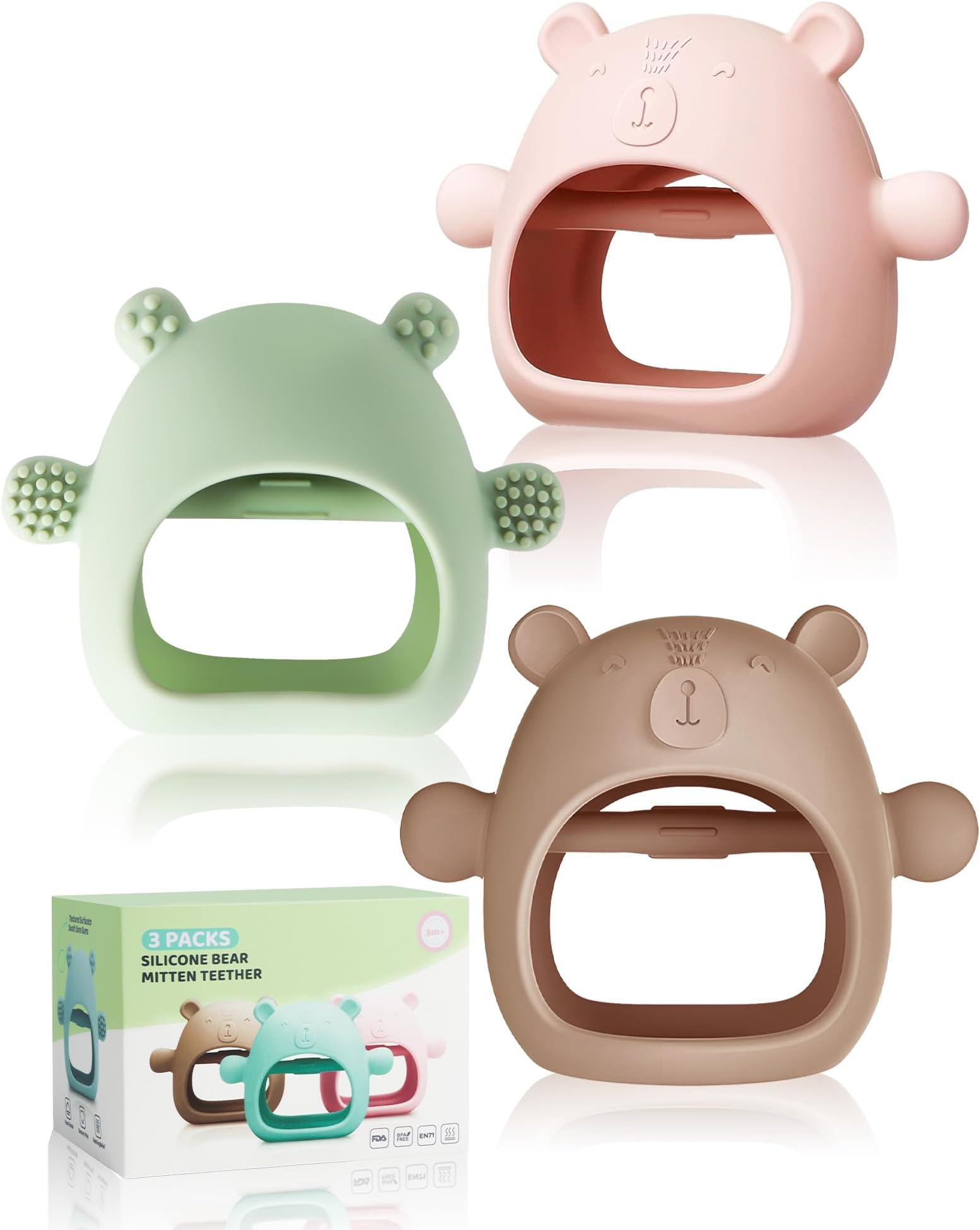Amazon.com : Yaozyety Baby Teething Toys 3 in 1 Silicone Teethers - BPA ...