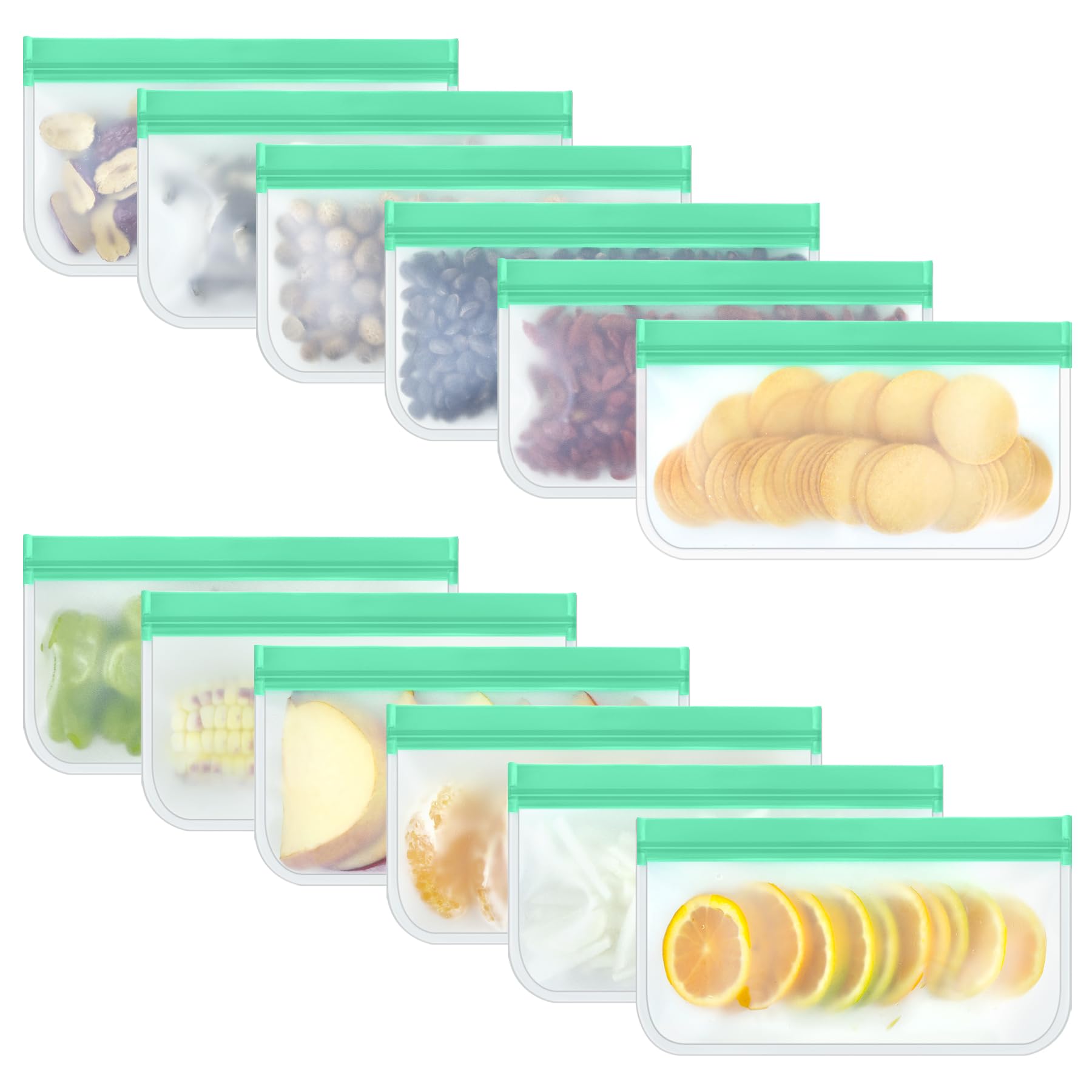 Amazon.com: TROUSKAIG 12 Pack Reusable Snack Bags, Silicone Snack Bags ...
