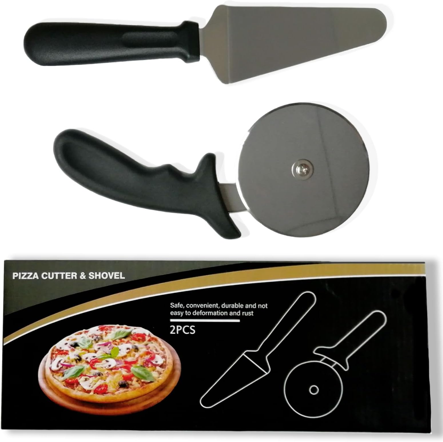 Amazon.com: Pizza Cutter 2 Pack Aluminium Wheel & Spatula with Plastic ...
