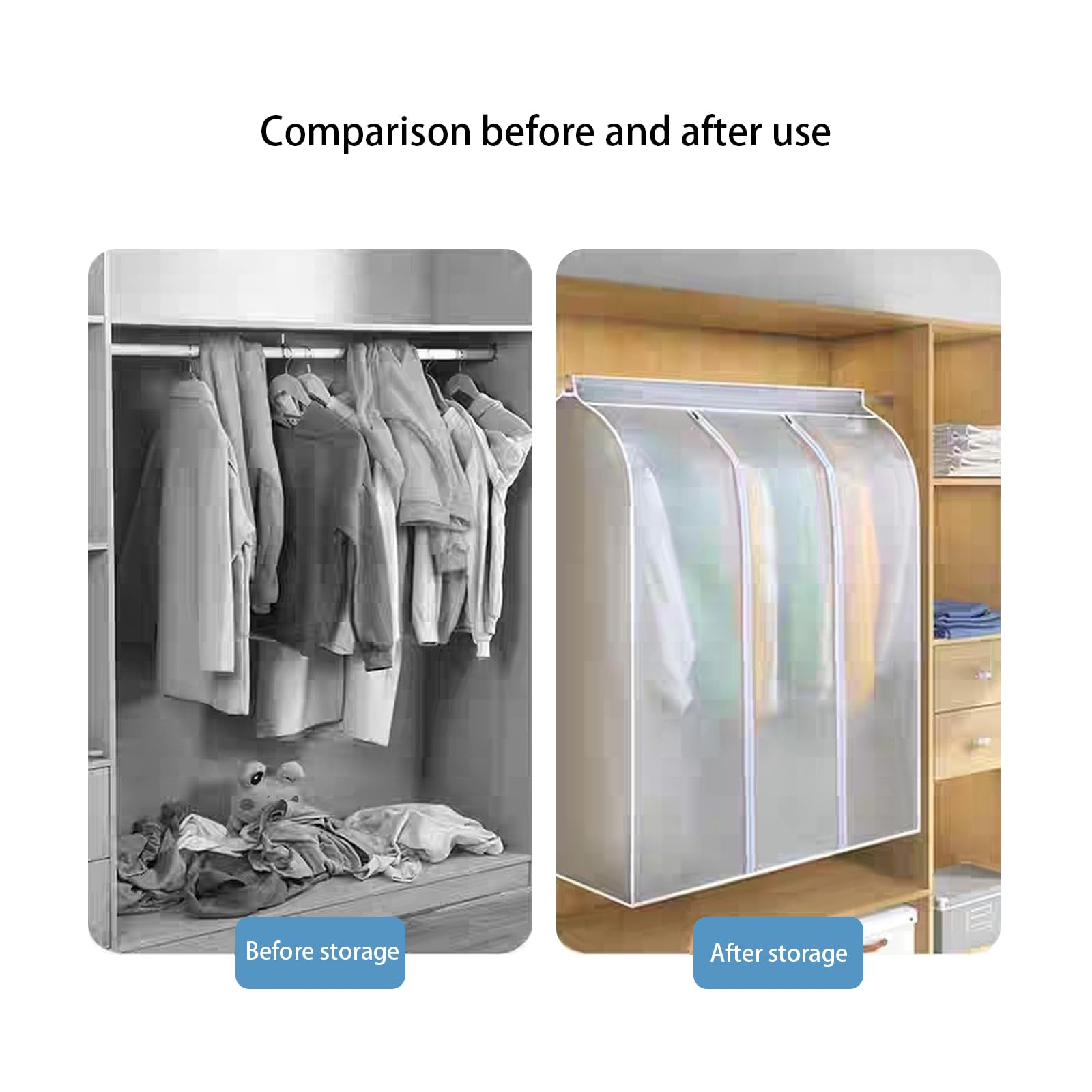 Hanging Wardrobe Dustproof Garment Bag With Zipper – Frosted PEVA ...