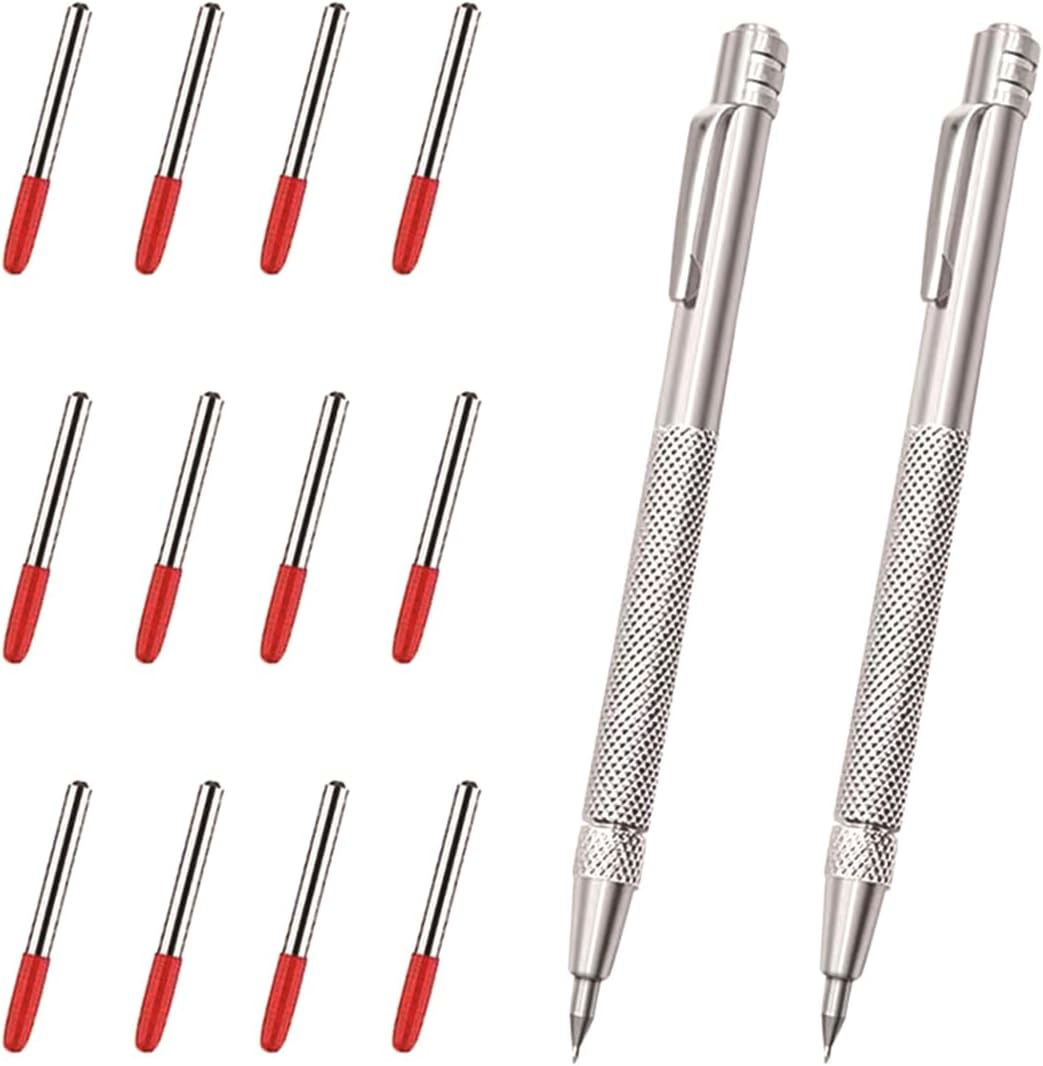 XXLKVSK 2Pcs Tungsten Carbide Scriber with Extra 12 Replacement Marking ...