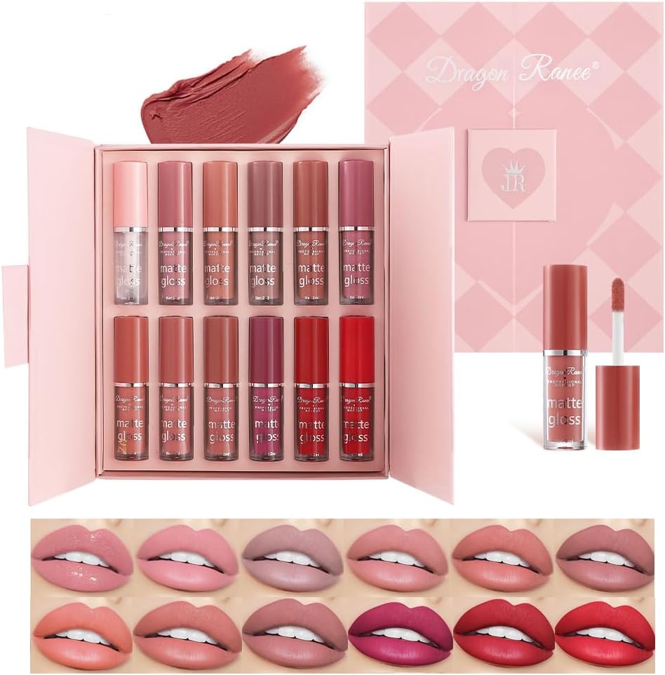 Matte Liquid Lipstick Set 12 Colors Velvet Waterproof Lipstick ...