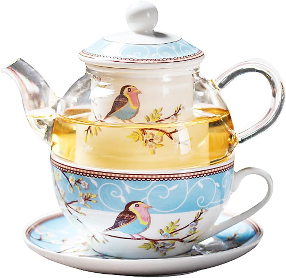 Amazon.com | Grace Teaware 5-Piece Glass Porcelain 13-Ounce Tea For One ...
