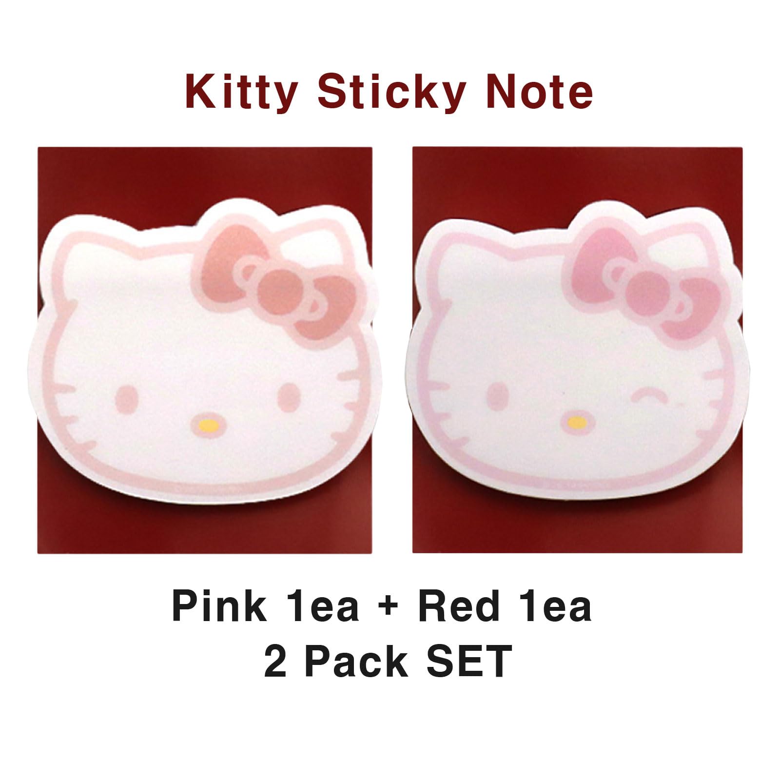 Snapklik.com : Kitty 2-Pack Sticky Notes Set, Cute Stationary Pink And ...