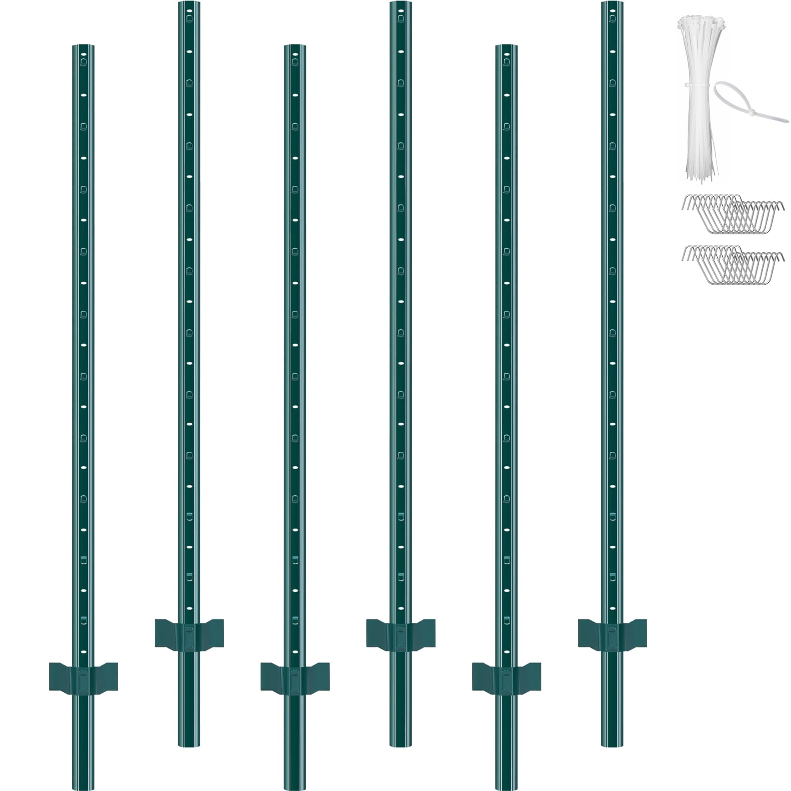 Amazon.com: VEVOR 6 Feet Fence Post, 6 Pack U-Channel Metal Fence Posts ...