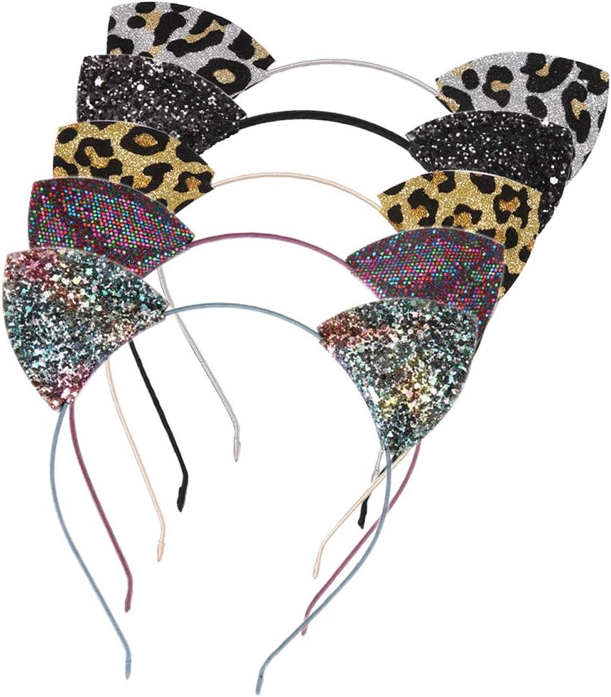Amazon.com : Lirila Leopard Sequin Cat Ears Headband,Glitter/Leopard ...