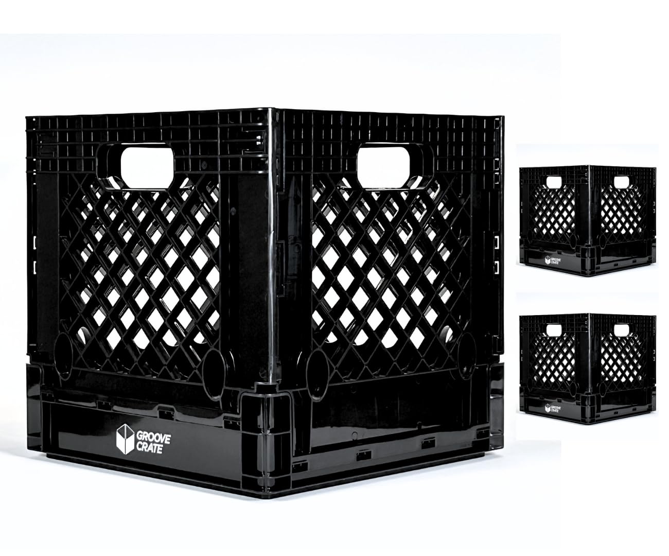 GROOVE CRATE Vinyl Record Storage Crate for 12" Vinyl LP Collapsible ...