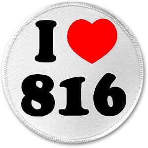 Amazon.com: I Love 816-3" Sew/Iron On Patch Area Code Raised Pride ...