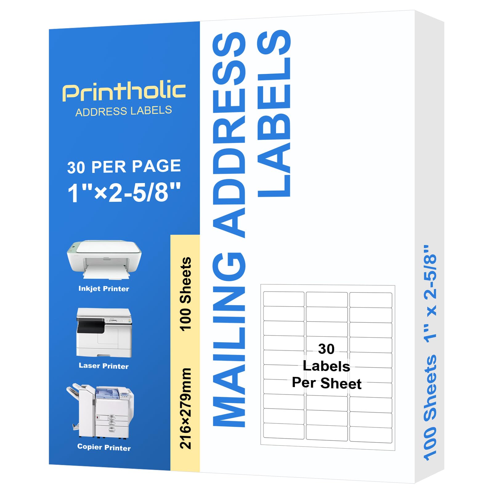 Snapklik.com : Printholic 3000 30 Per Sheet Self Adhesive 1" X 2-5/8 ...