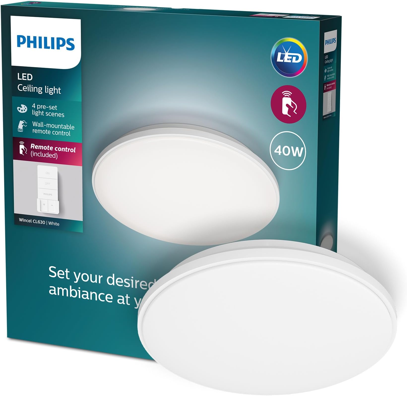 Philips Plafón LED de Techo Philips Wincel, 40W, 4200 Lúmens, Luz ...