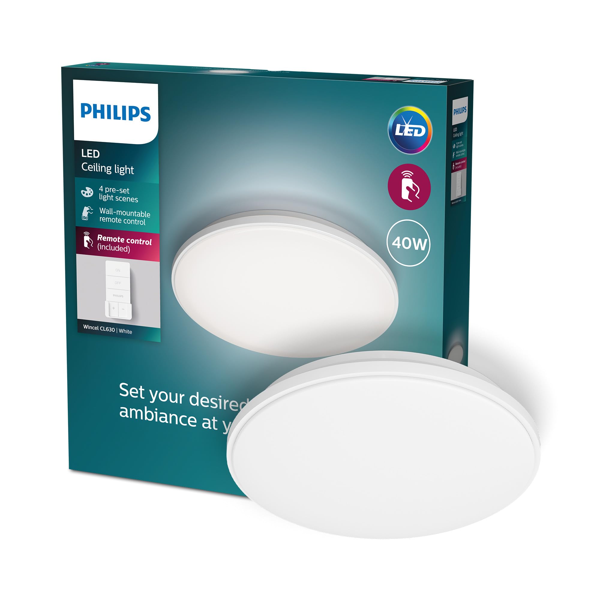 PHILIPS LED Wincel CL630 40W Led Ceiling Light Cool to Warm White Light ...