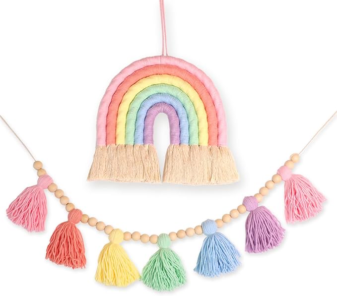Amazon.com: Boho Rainbow Wall Decor Decorative Hanging Ornaments ...
