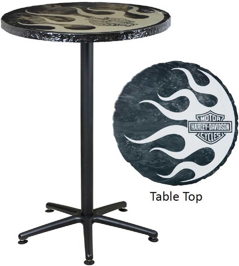 Amazon.com: Harley-Davidson Metallic Flaming Bar & Shield Cafe Table ...