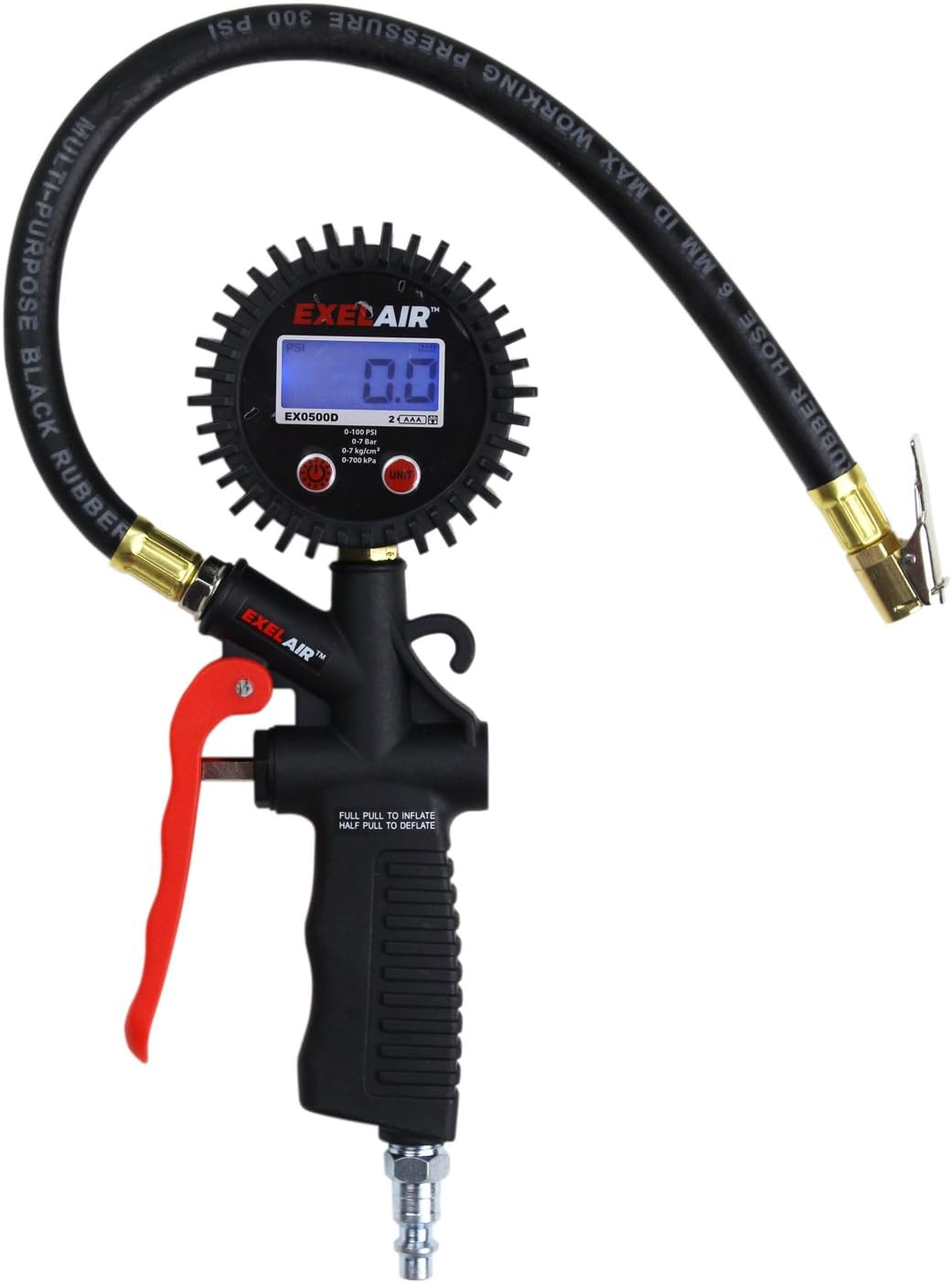 Amazon.com: EXELAIR Digital Pistol Grip Tire Inflator Gauge EX0500D ...