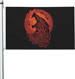 Amazon.com : Old Vikings Norse Mythology Rune Odin Wolf Flag 3x5 Ft ...
