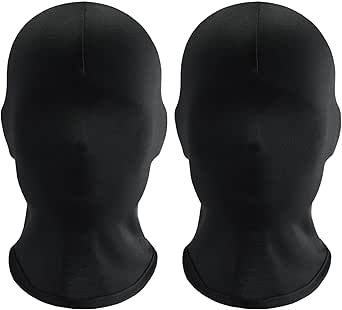 Black Full Face Mask Cover, 2Pcs Faceless Skin Halloween Cosplay Scary ...