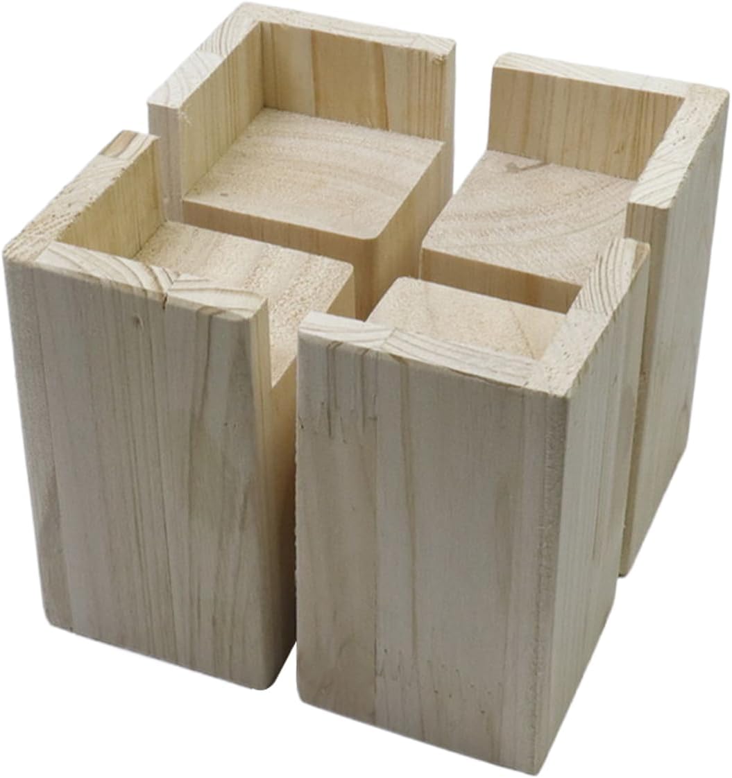 Amazon.com: Savagrow 4Pcs Furniture Riser 4 Inch L-Shape Wood Bed Legs ...
