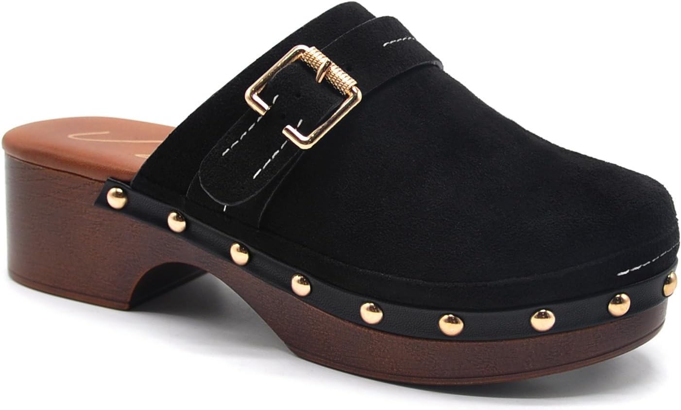 Amazon.com | Platform Clogs for Women - Chunky High Heel Mules Suede ...