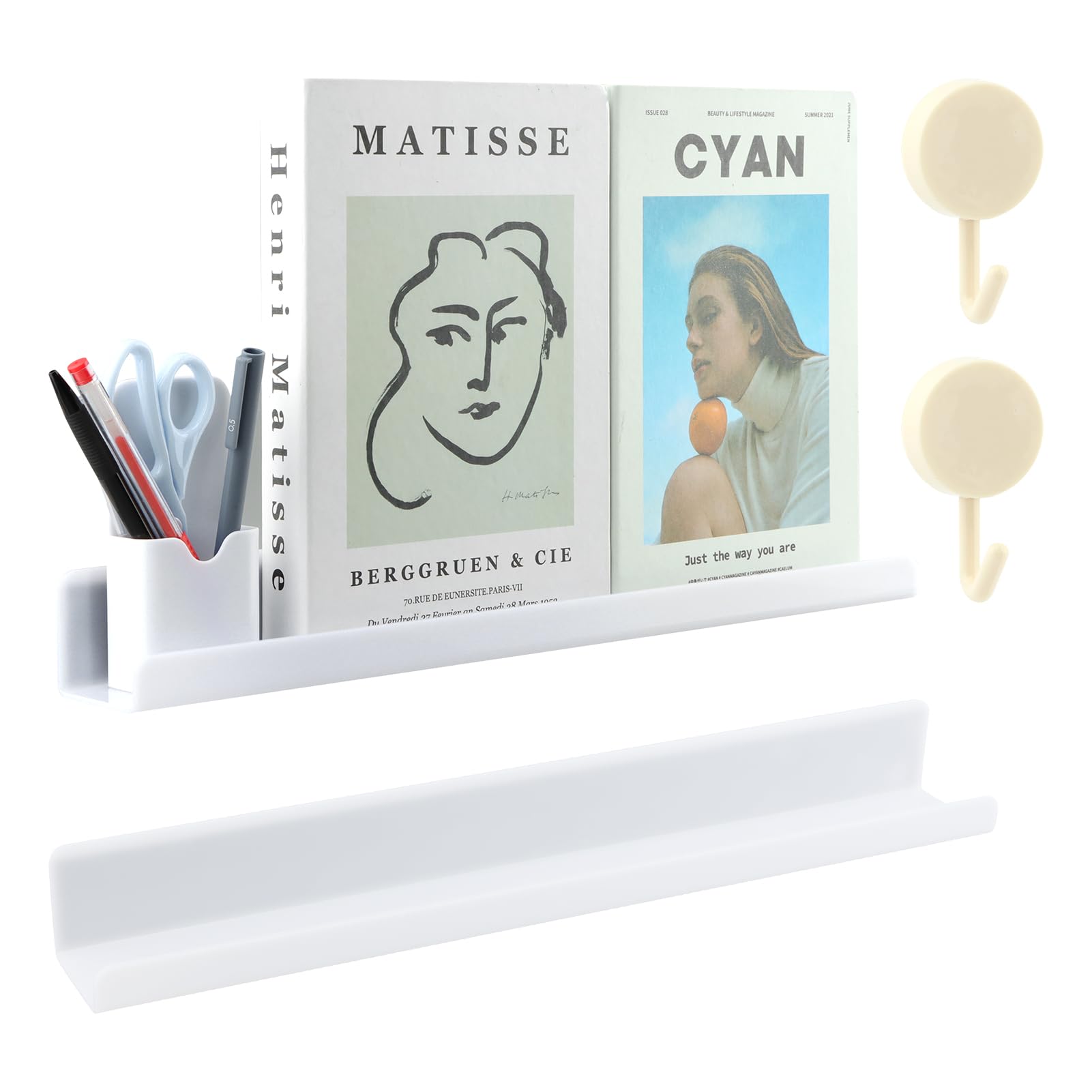 Amazon.com : 2 PCS Magnetic Book Shelves with Magnetic Pen Holder and 2 ...