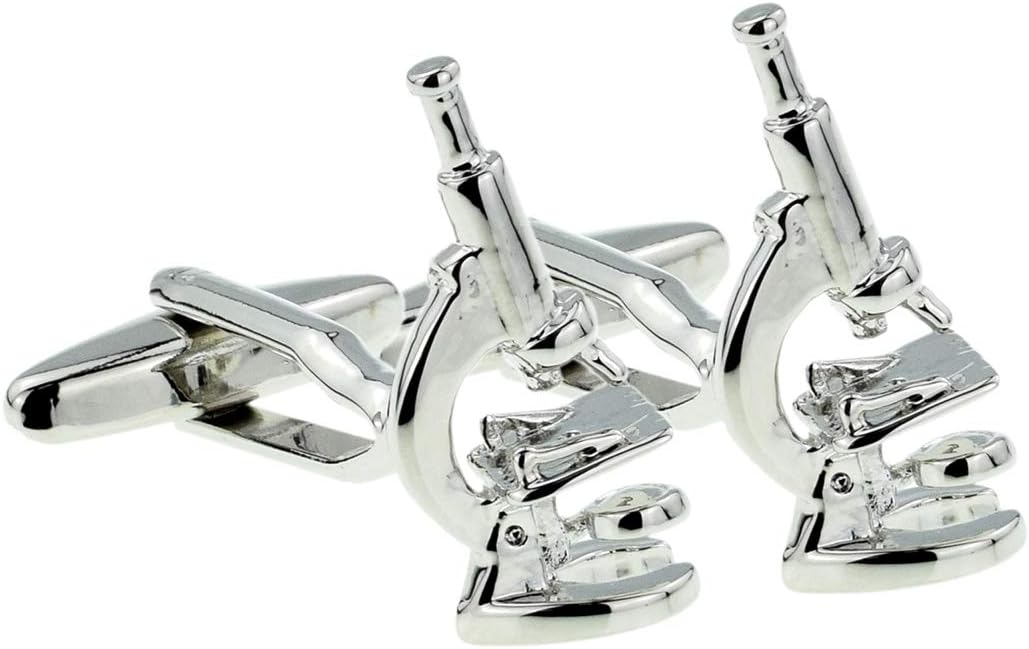 Rhodium Plated Scientific Microscope Cufflinks Presented in a Cufflink ...