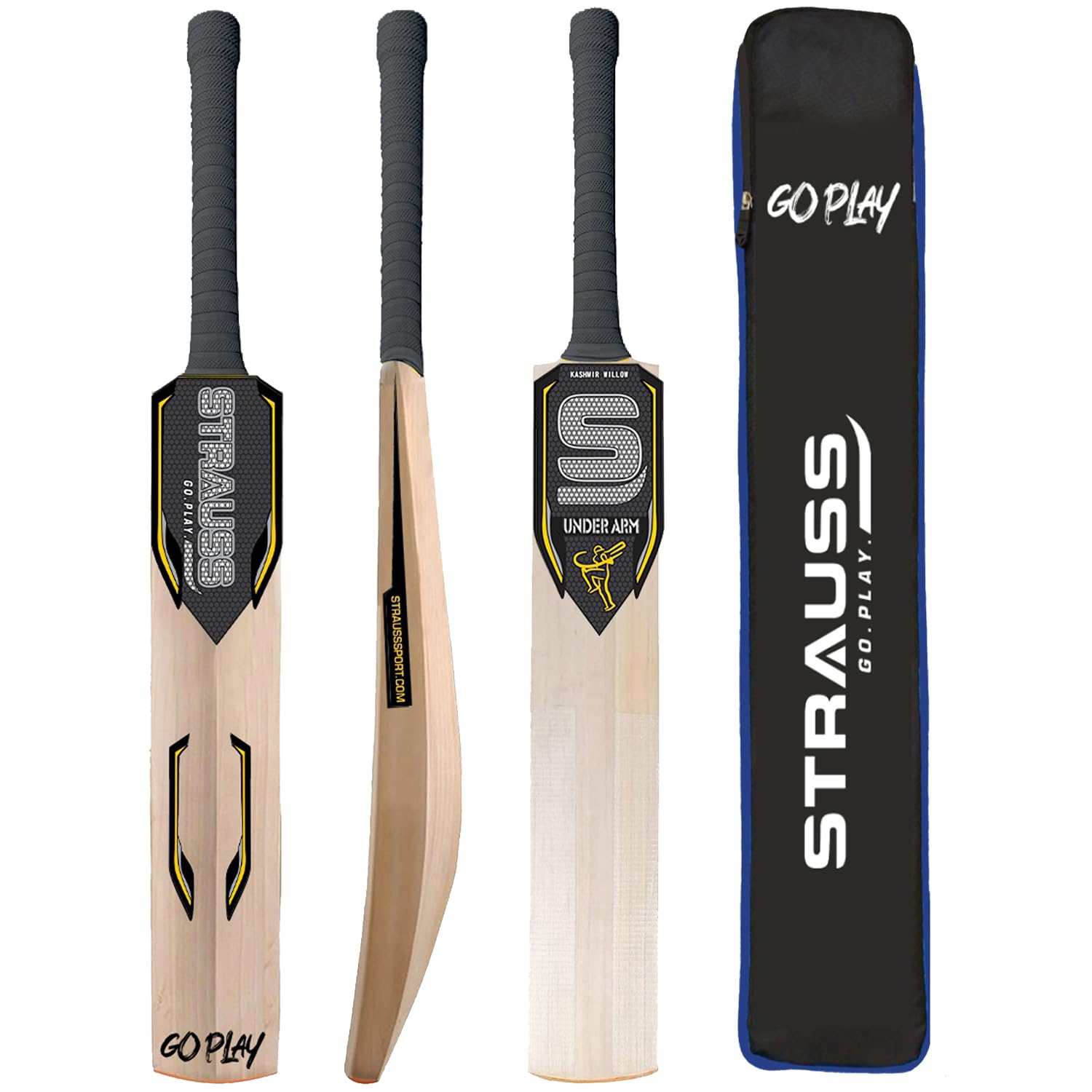 Strauss Underarm Cricket Bat | Kashmir Willow | Cricket Bat with Grip ...