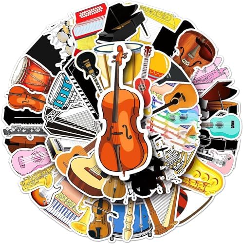 Amazon.com: 50 Packs Musical Instrument Stickers Water Bottles Laptop ...