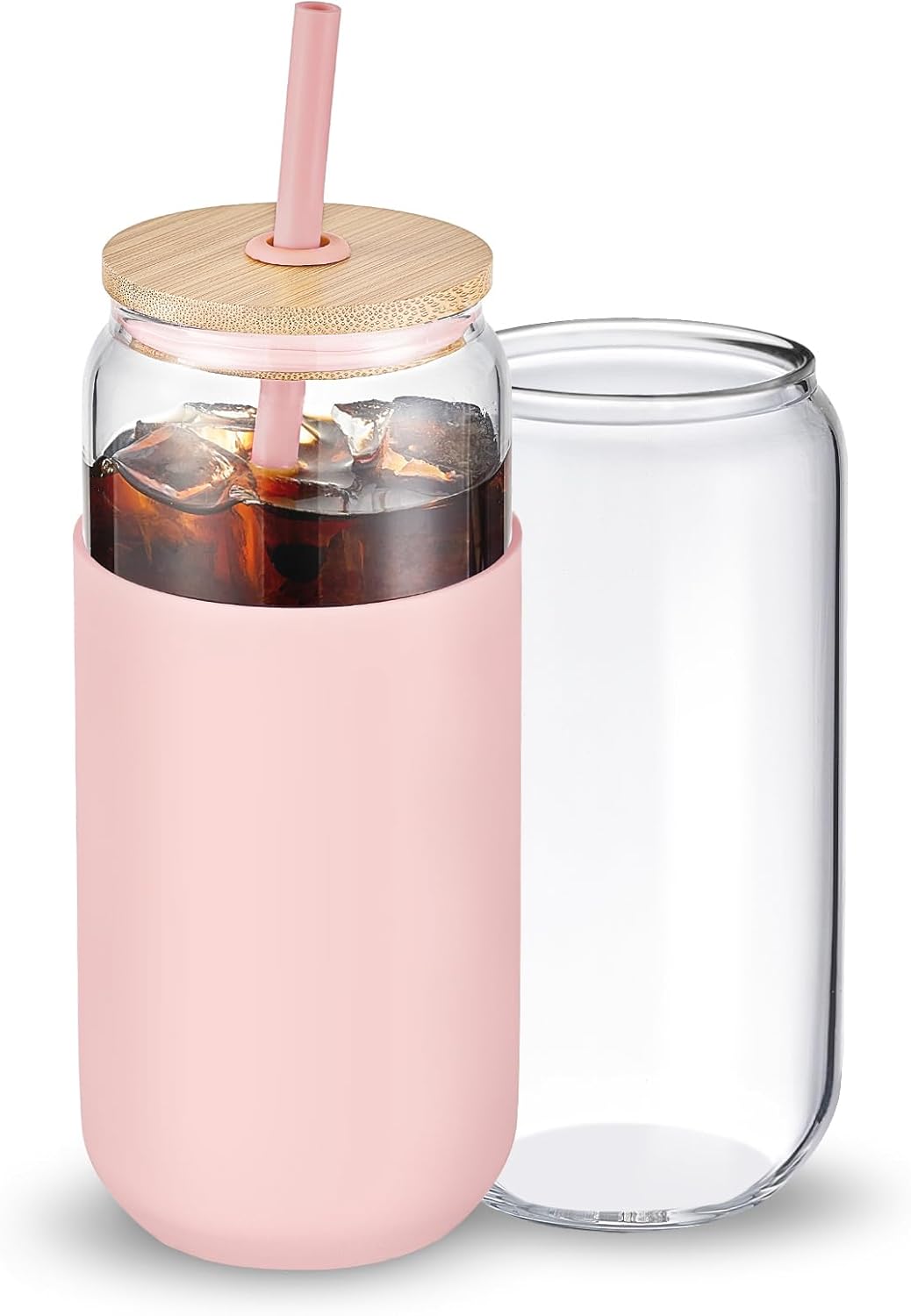 Amazon.com: WillCome 20oz Glass Cups with Lids and 3 Types of Straws ...