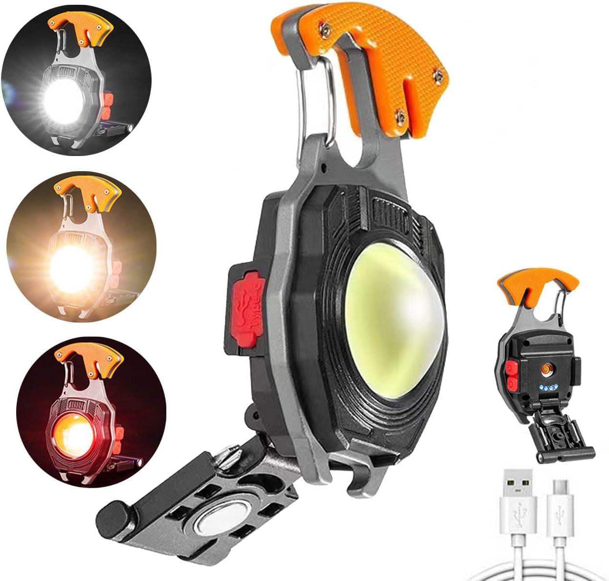 HELINYAN Keychain Portable COB Flashlight,Multifunction LED Pocket ...