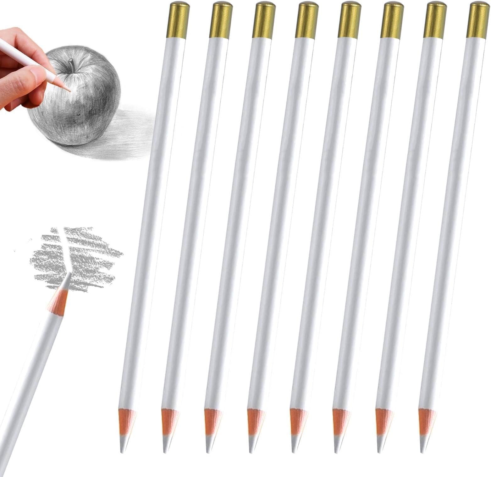 PosyLane Pencil Erasers for Artists 8 Pcs Highlight Eraser Pencil White ...