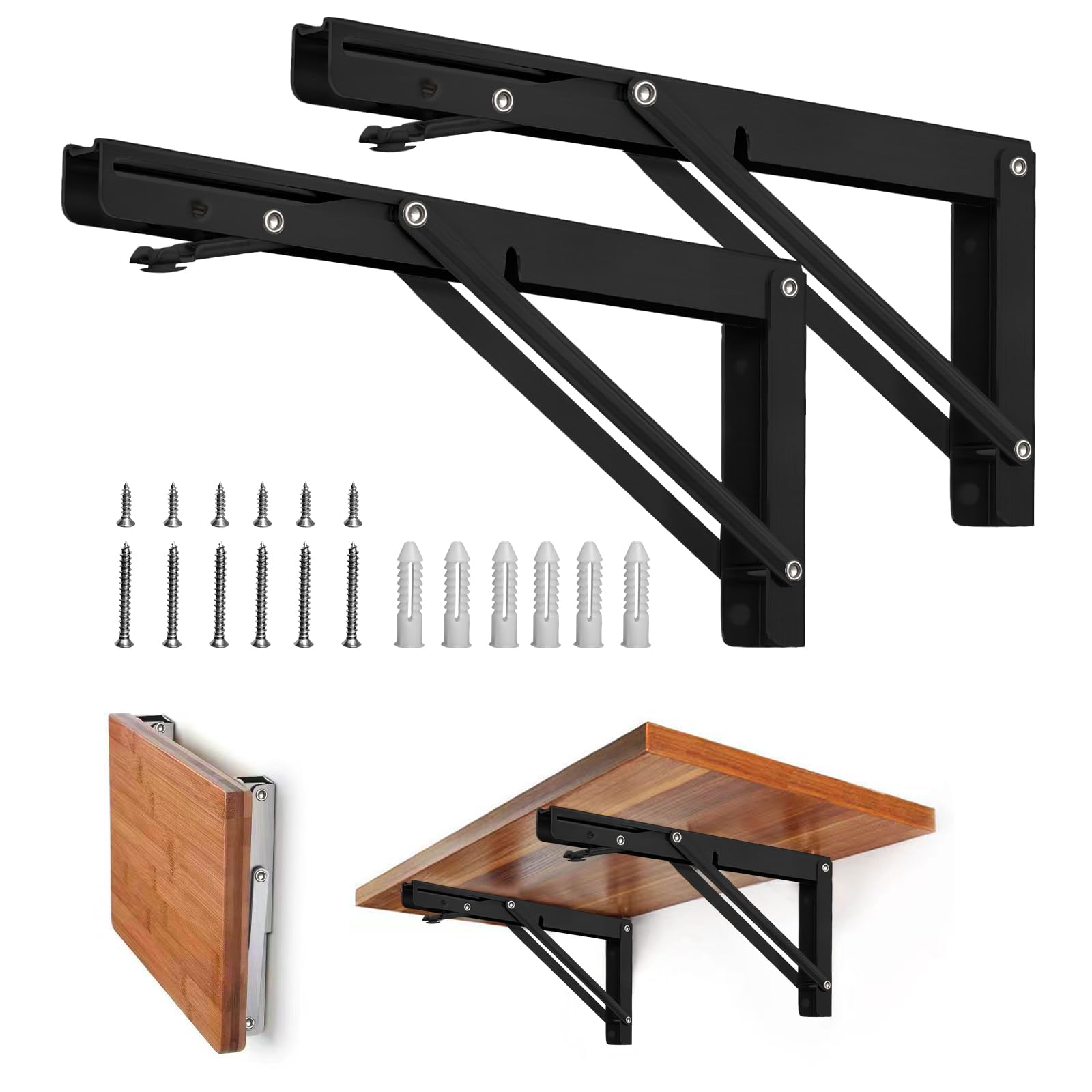 Amazon.com: Folding Shelf Brackets - Heavy Duty Metal Collapsible Shelf ...