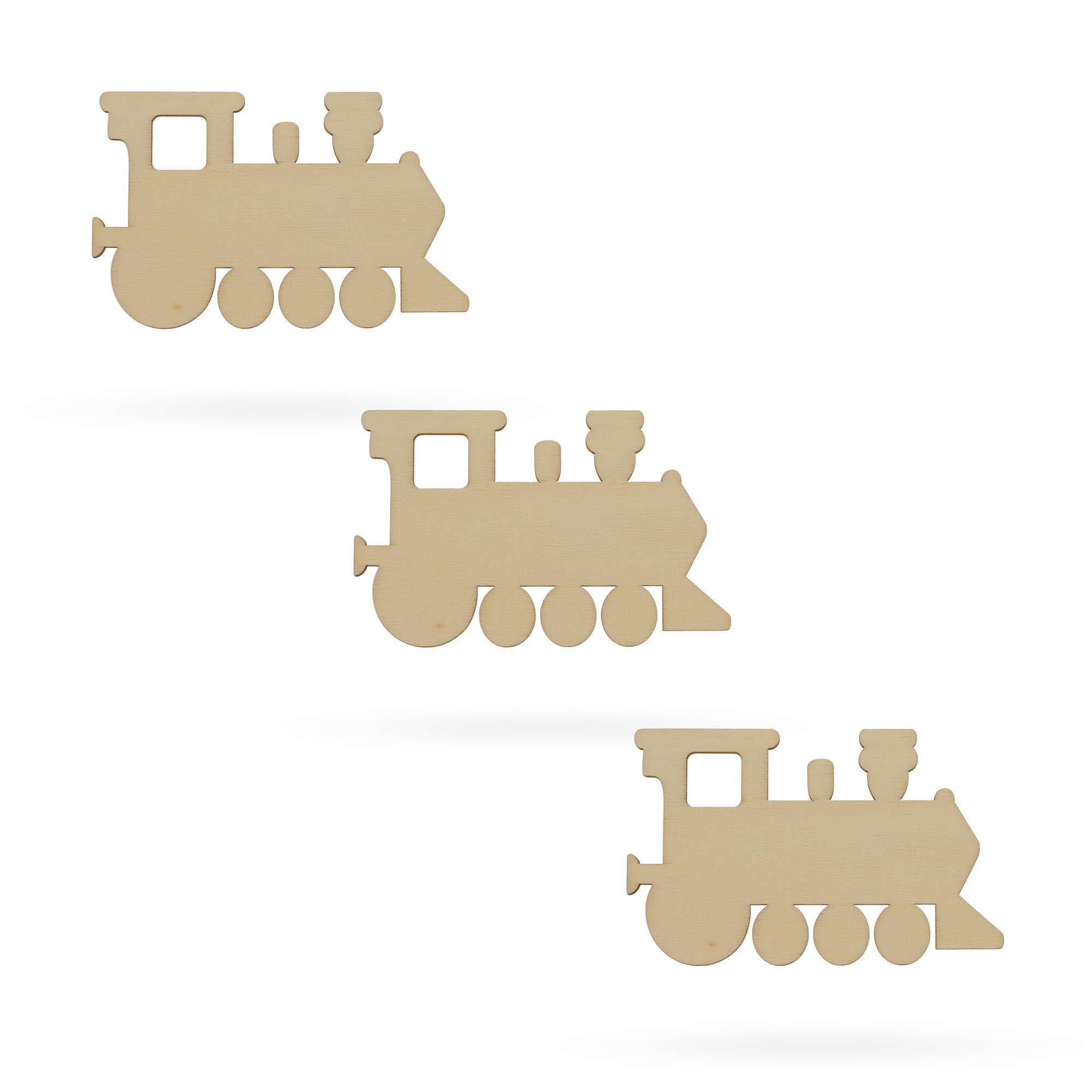 Amazon.com: 3 Choo-Choo Trains Unfinished Wooden Shapes Craft Cutouts ...