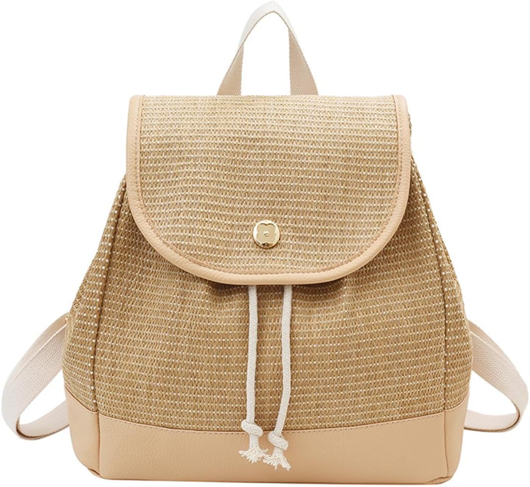 Amazon.com: SXLINGDO Medium Straw Handmade Woven Backpack, Woven ...