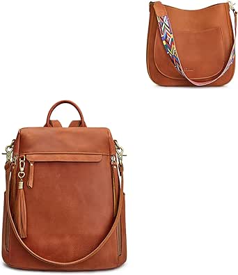 Amazon.com: S-ZONE Women Genuine Leather Backpack Purse bundle with ...
