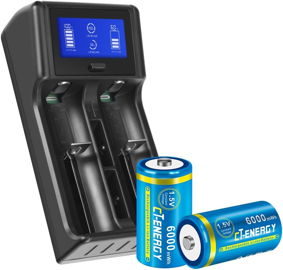 Amazon.com: CT-ENERGY Lithium C Batteries Rechargeable 1.5V with C ...