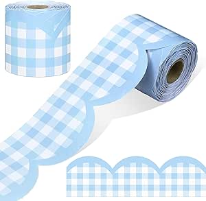 Amazon.com: Zonon 65ft Checkered Bulletin Board Border Scalloped ...