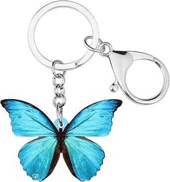 DOWAY Acrylic Colorful Morpho Floral Butterfly Key Ring Charm Insect ...