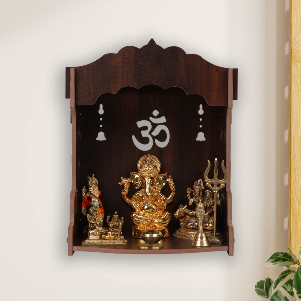 Buy WALLZY Pooja Wooden Mandir for Home Wall ed | Wood Puja Home Temple ...