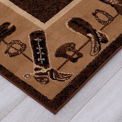 Champion Western Theme Cowboy Boots Area Rug