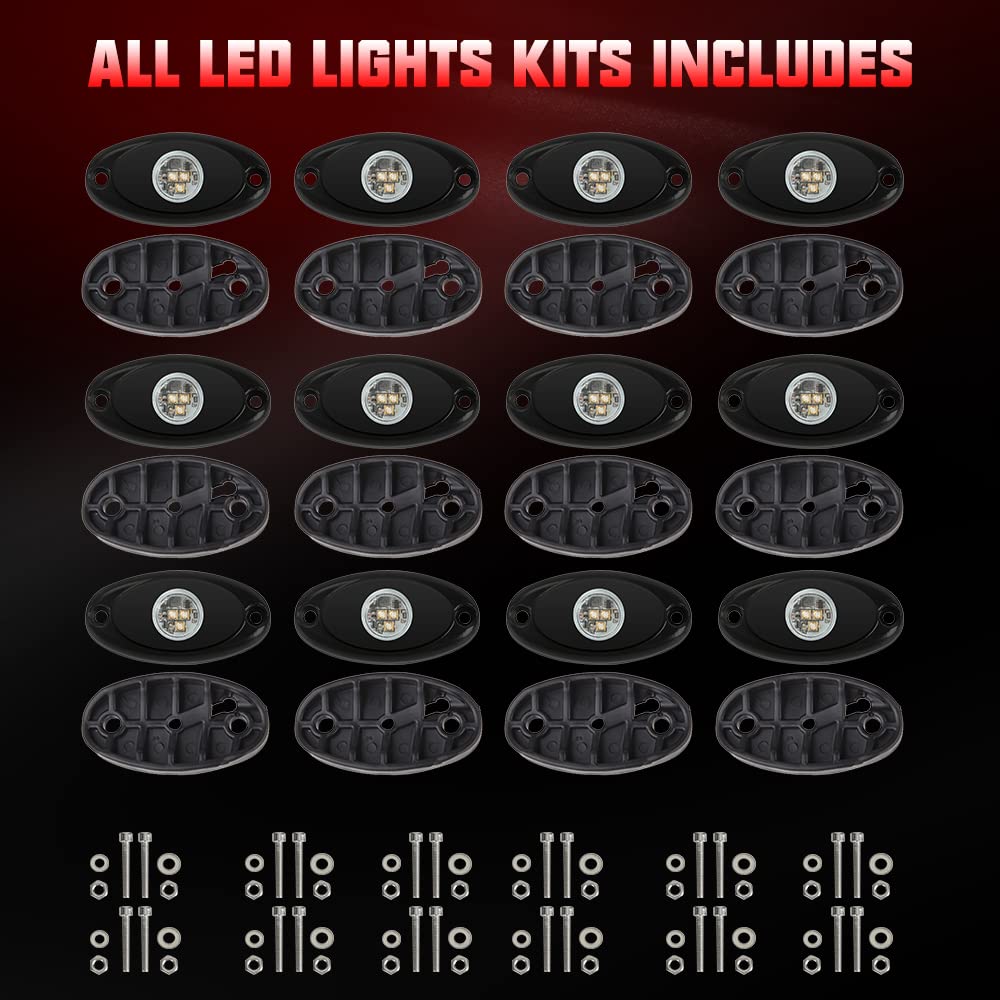 Snapklik.com : SUNPIE 12 Pods Red Rock Lights Kits For Off Road Truck ...