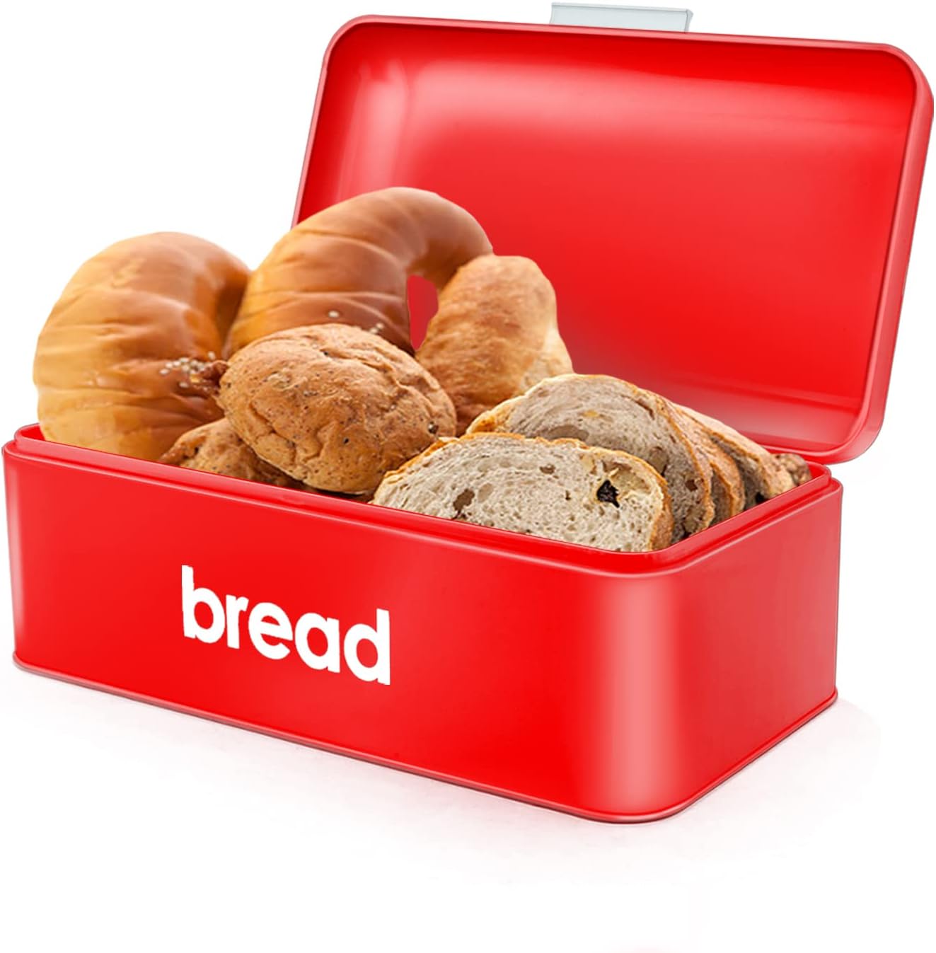 Amazon.com - Large Red Metal Bread Box for Kitchen Countertop Storage ...