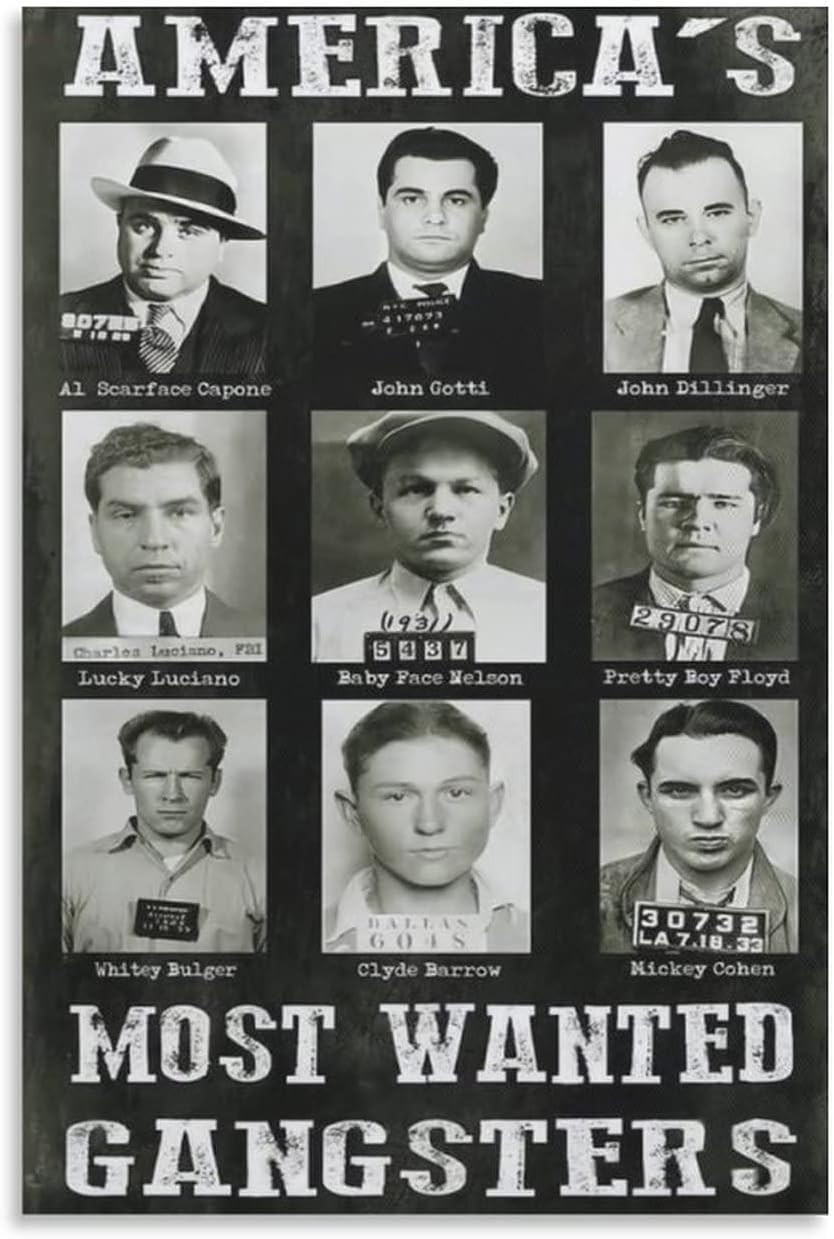 Amazon.com: Mafia Poster Black and White Gangster Poster Canvas Print ...